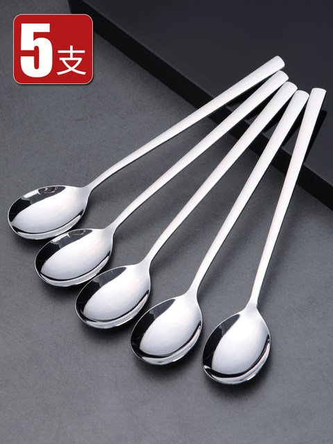 Korean long-handled spoon household adult eating spoon and fork set ...