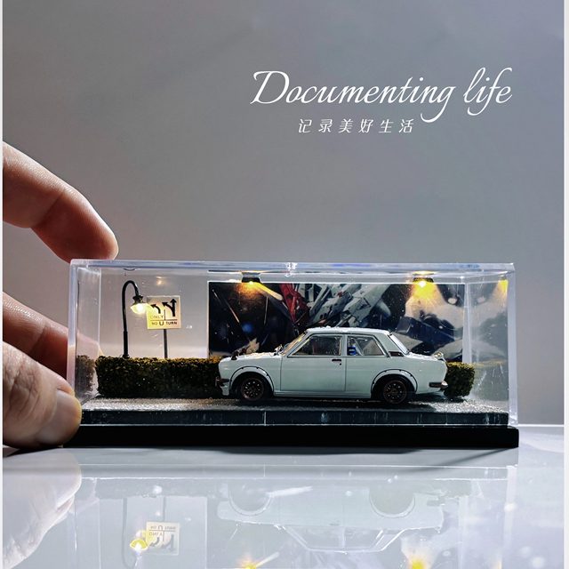 64 scale 72 scale car model scene, luminous scene, DIY desktop ornament ...