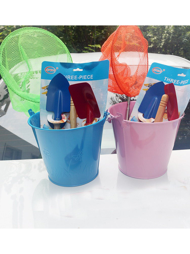 ビーチおもちゃセット - サンド掘りツール - バケツ、シャベル＆釣り網