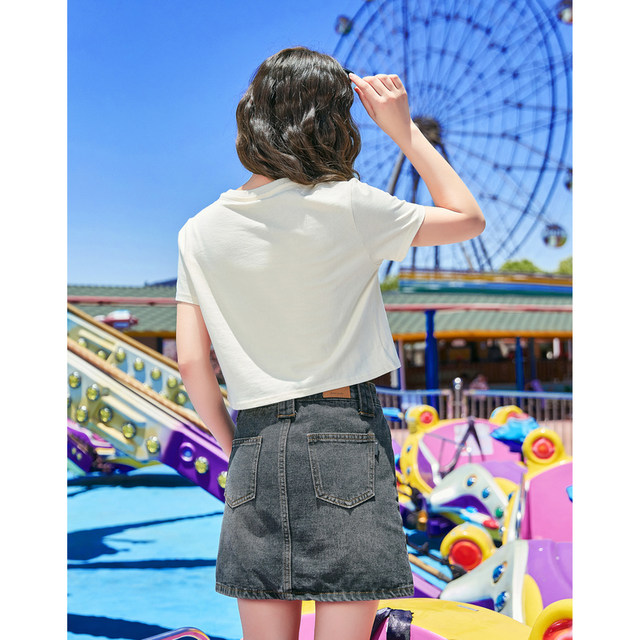 Tang lion embroidered short-sleeved T-shirt for women 2024 new summer ...