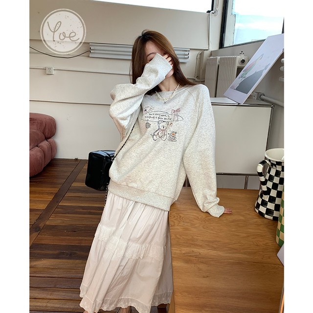 YOE retro design sense pumper bow lava collar sweater 2024 new early ...