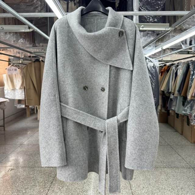 Double-sided wool coat for women short short 2025 autumn new Korean lace-up designer woolen jacket