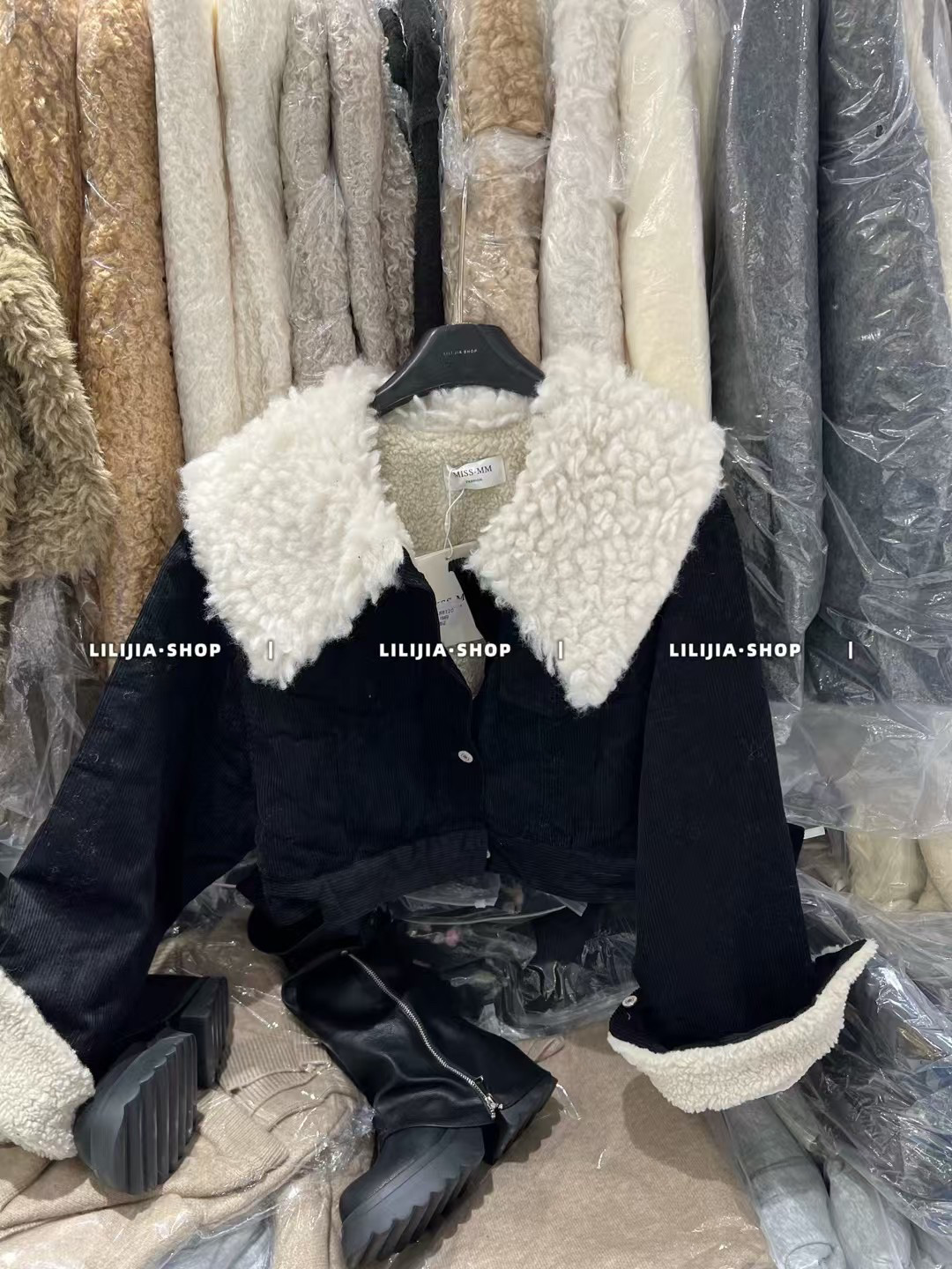 MISS Fashion Age Declaim Lights Large lamb short coat female plus ...