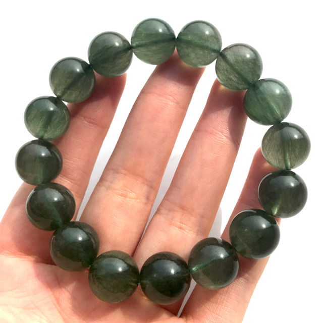 Natural green hair crystal full hair smooth hair bracelet men and women ...