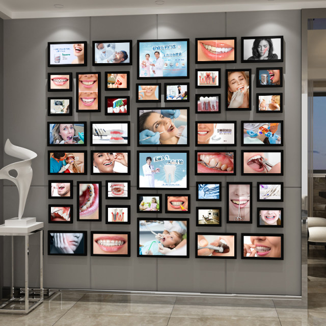 Dental clinic solid wood photo wall decoration hanging picture dental ...
