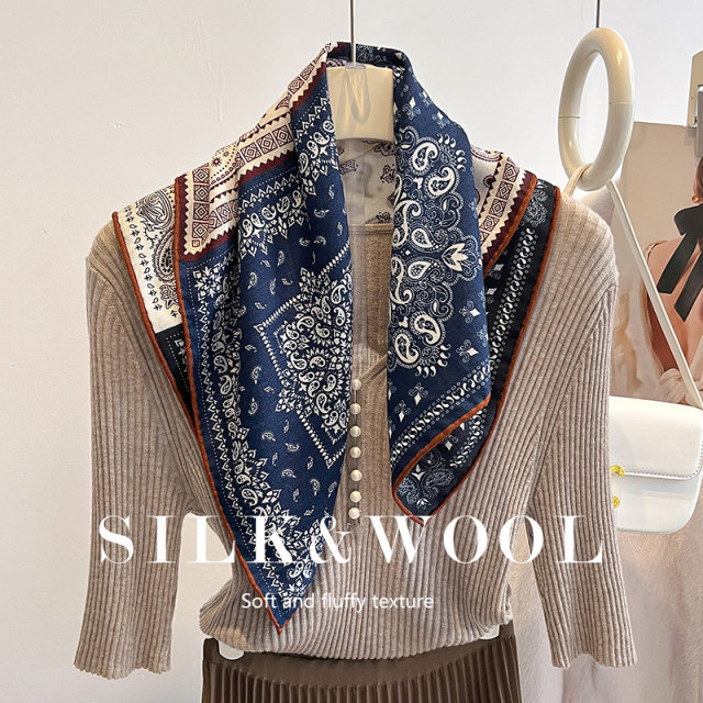 Silk wool small square scarf for women 2025 new autumn winter neck high ...