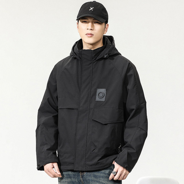 Winter stitching connecting caps, jacket cotton clothing men's loose ...