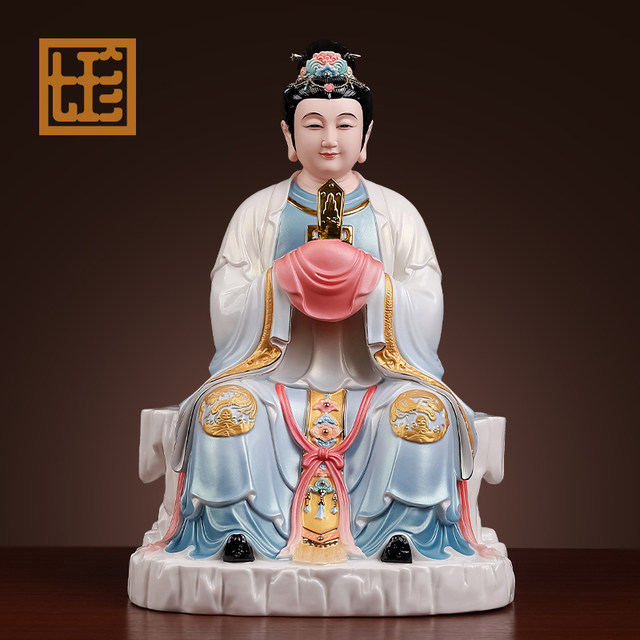 Qizhen ceramic painted 16-inch statue of Taishan Niangniang's goddess ...