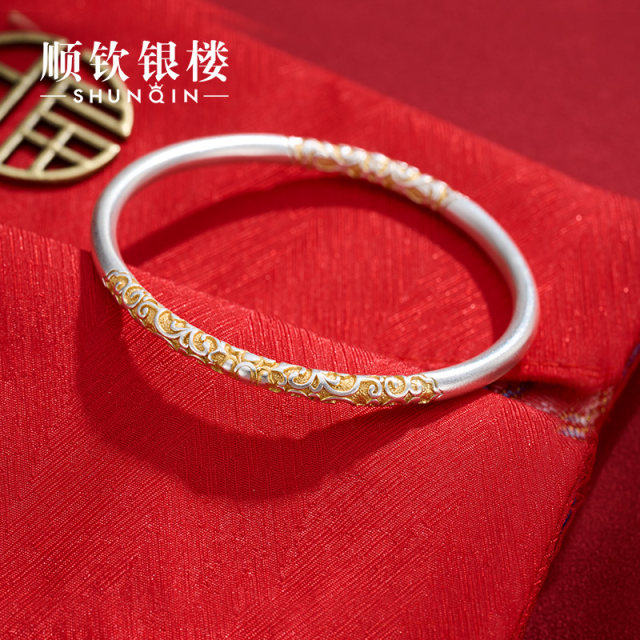 Shunqin Silver Tower S9999 Silver Silver Bracelet Female Ancient French ...