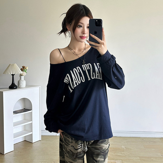 #Sisjuly#Ulzzang High Street Retro Shoulderless Fashion Casual All ...