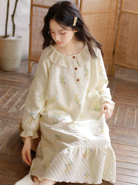 Autumn and Winter Pajamas for Women, Pure Cotton Loungewear, Long ...