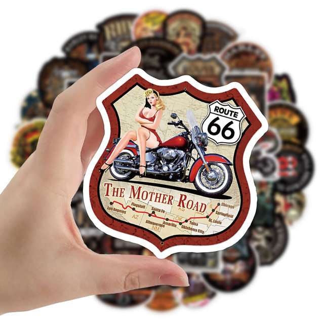 50 Retro Motorcycle Graffiti Stickers Waterproof Luggage Laptop Mobile ...