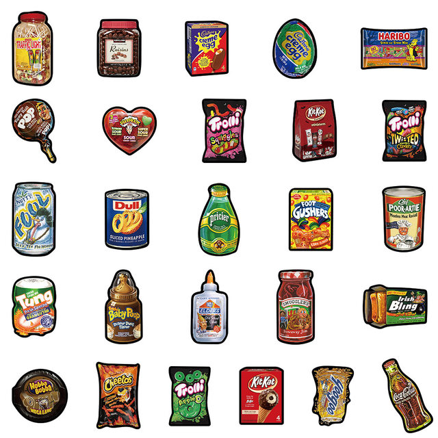 48 American food packaging cartoon notebook stickers mobile phone ...