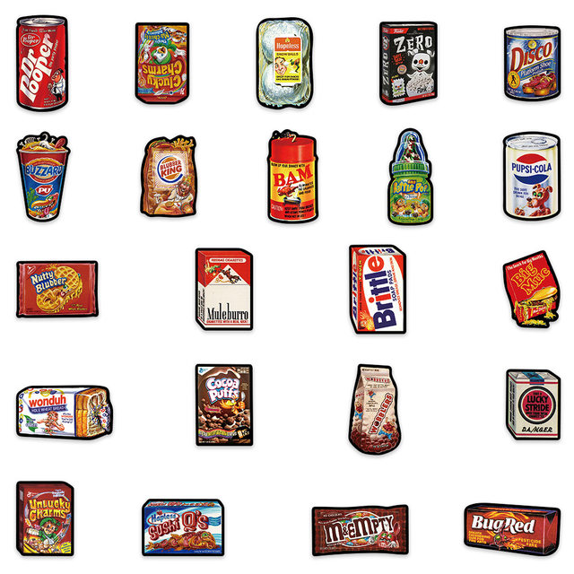 48 American food packaging cartoon notebook stickers mobile phone ...