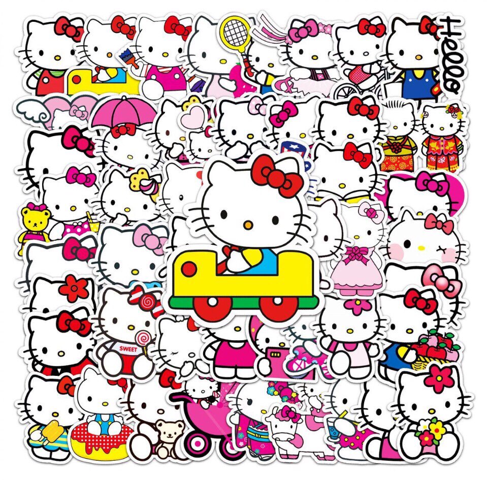 50 cartoon kt cat cute stickers laptop water cup mobile phone tablet ...
