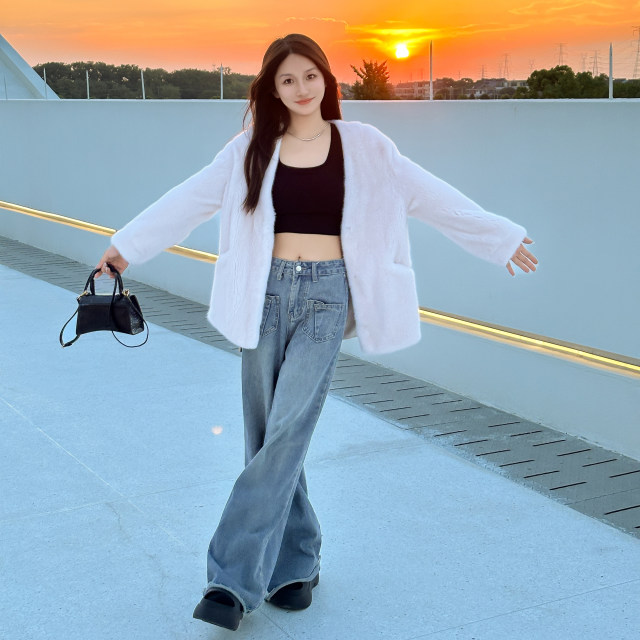 Purple label short two imported 2024 new crown velvet mink fur whole ...