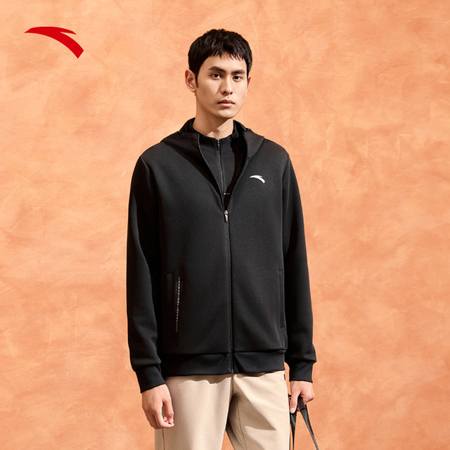 Anta sports jacket Men's winter new knitted cardigan hooded casual long ...