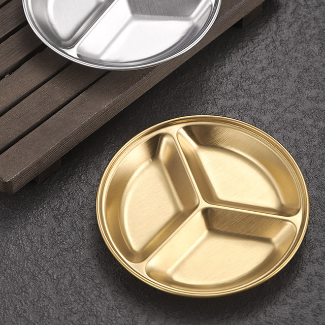 Stainless steel small round dish, small dish, gold seasoning plate soy ...