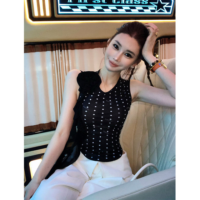 Li Wanjun Black Polka Dot Vest Sling Women's Spring 2025 New Design ...