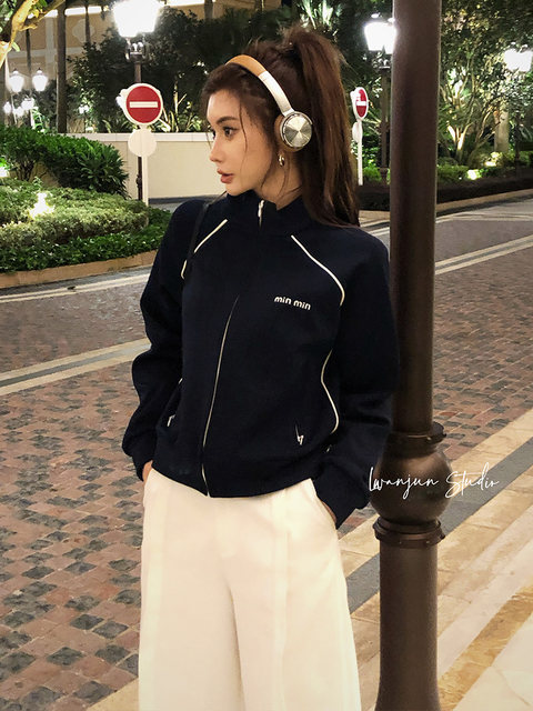 Li Wanjun Academy style retro sports jacket for women autumn 2024 new ...