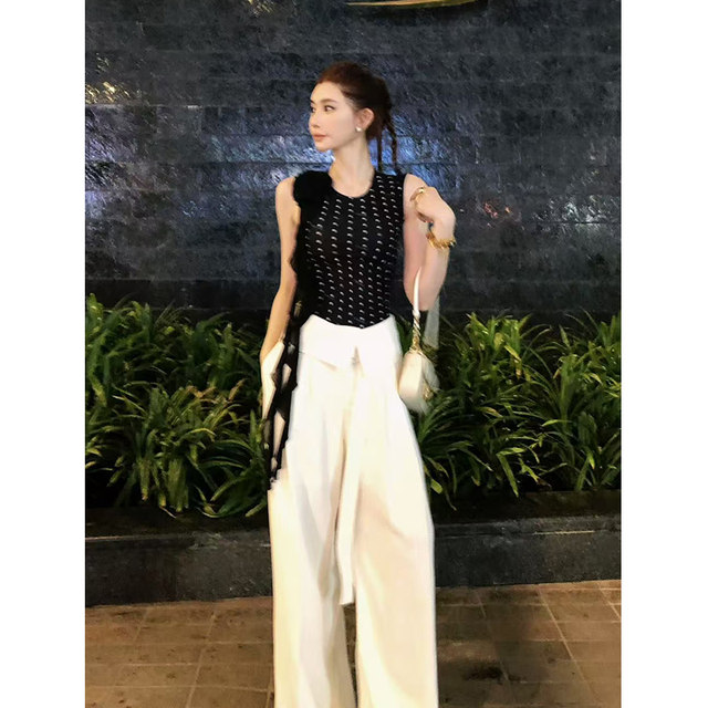 Li Wanjun Black Polka Dot Vest Sling Women's Spring 2025 New Design ...