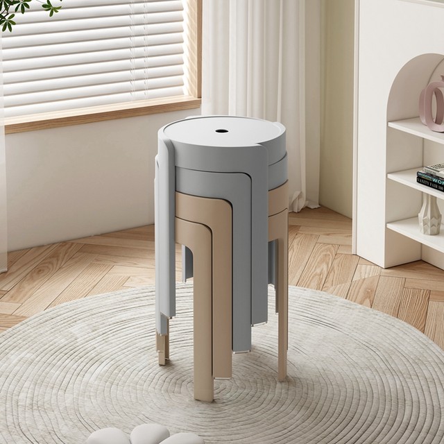 Plastic stool Household thick circular stool Modern simple creative ...