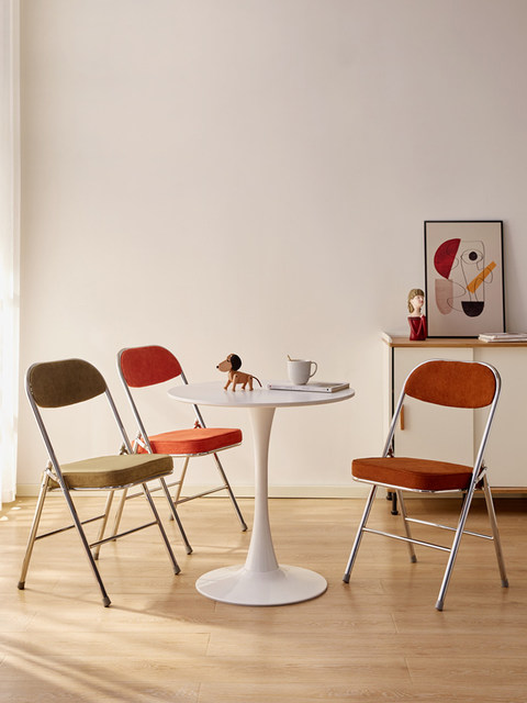 Retro folding chair home balcony cordylite back dining chair INS net ...