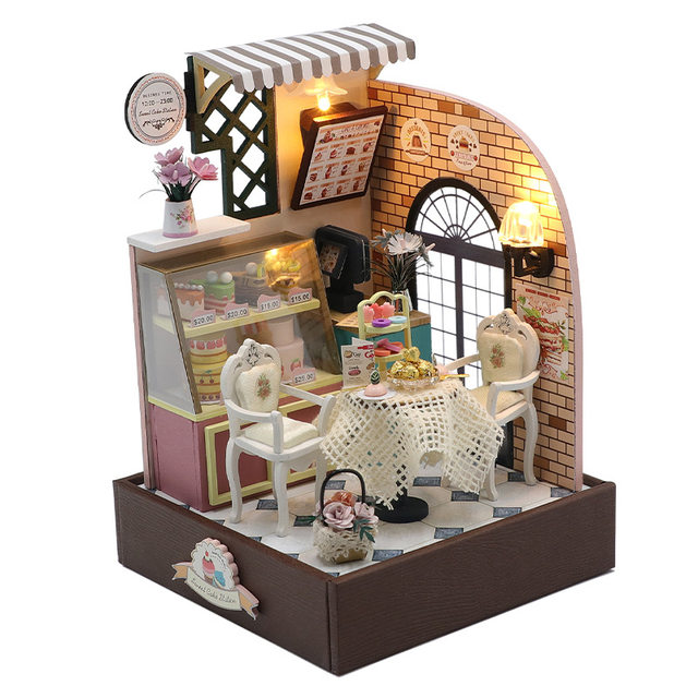 Sweet diary shop model diy cabin building block toys miniature handmade ...