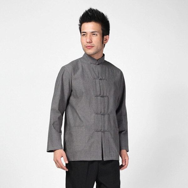 Chinese style all -cotton men's long -sleeved shirt, Chinese clothes ...