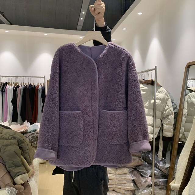 European large pocket round neck jacket for women in winter new high ...