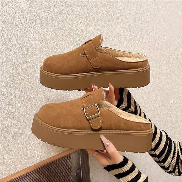 Thick bottom retro Bolken slippers Female big size hairy piercing plus ...