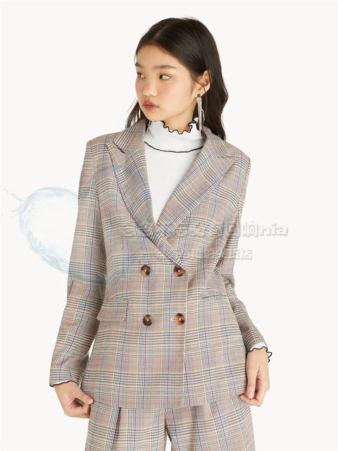 Thai fashion ins retro British plaid loose suit jacket two colors