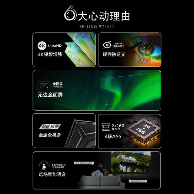 Philips 65-inch 4K ultra-high-definition smart full-screen metal frame ...