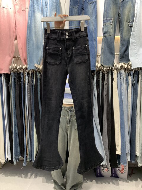 Early autumn new design niche stretch high-waist jeans women's straight ...
