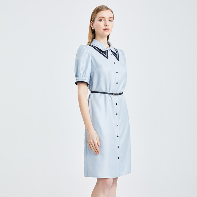 The same mall, Ma Tiannu female blue shirt dress, temperamental skirt ...