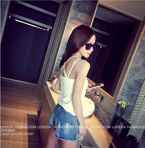 Summer pure cotton camisole women's outerwear mm fat cover belly looks ...