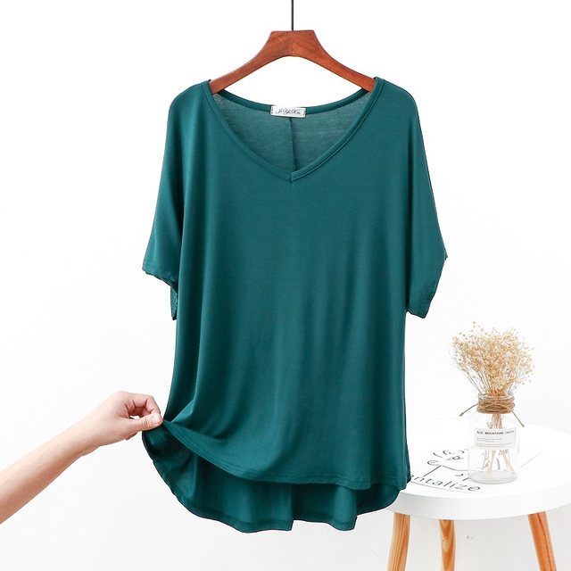 Spring and summer short-sleeved T-shirt for women, loose modal ...