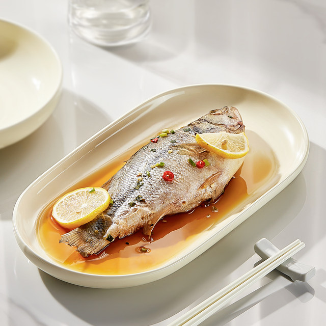 Fish plate household 2024 new ceramic steamed fish plate high-end ...
