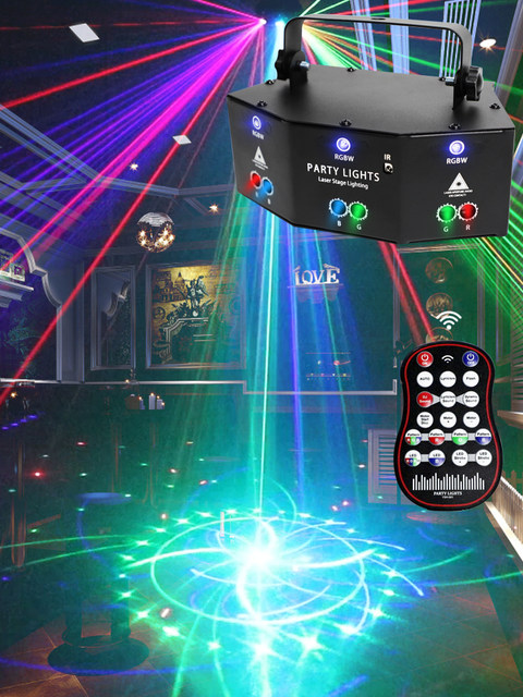 9 Eye KTV shooting lights Household seven -color rotating sound control ...