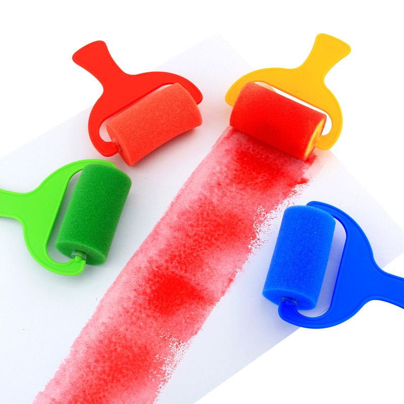 Little Lion Sponge Doodle Rollers - 4 Pack Art Painting Brushes for Kids