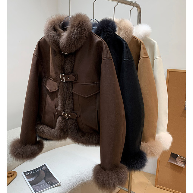 Rich Mocha! Fox Fupa Curva Jacket Female Winter 2024 New suede Goose ...