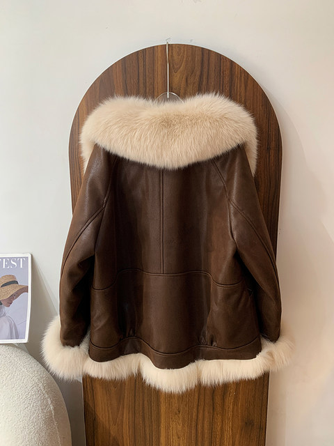 Fox hair backbone collar white goose velvete inner 2024 new Korean ...