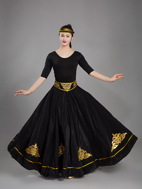New Mongolian dance practice skirt adult half-length skirt Xinjiang Uyghur practice skirt dance ...