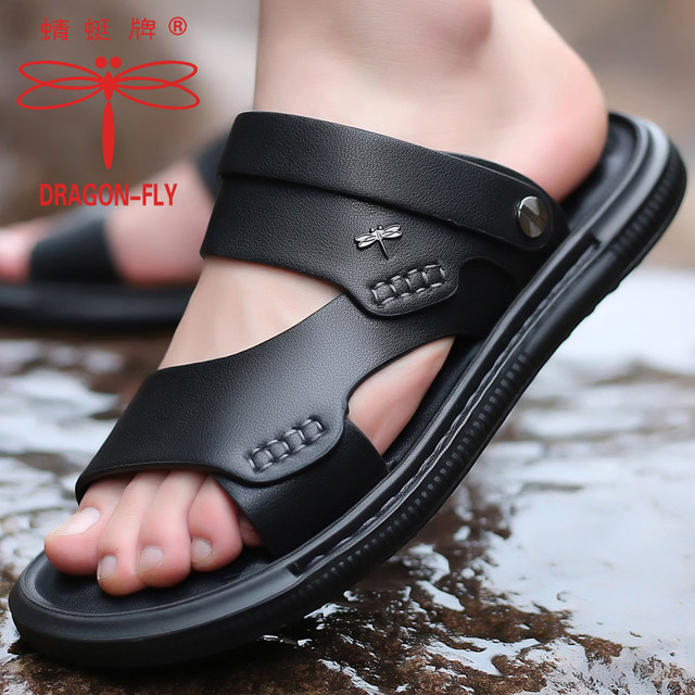 Genuine Dragonfly brand summer sandals men's genuine leather sandals ...