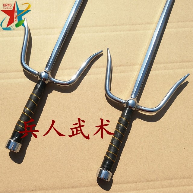 Iron ruler weapon Double iron ruler short fork Martial arts ronin fork ...
