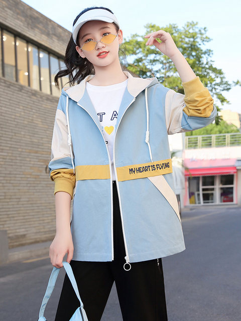 Female students spring top coat junior high school girl windbreaker ...