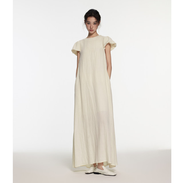 LC2024 Summer New Sexy Backless Large A Version Loose Belly Covering Slim Puff Sleeve Dress Long ...