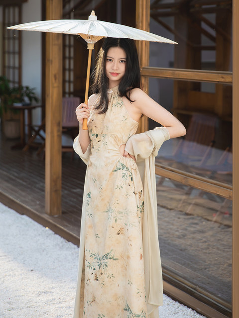 He Yi Jianyou New Chinese style waist-exposed slimming lace back girl ...