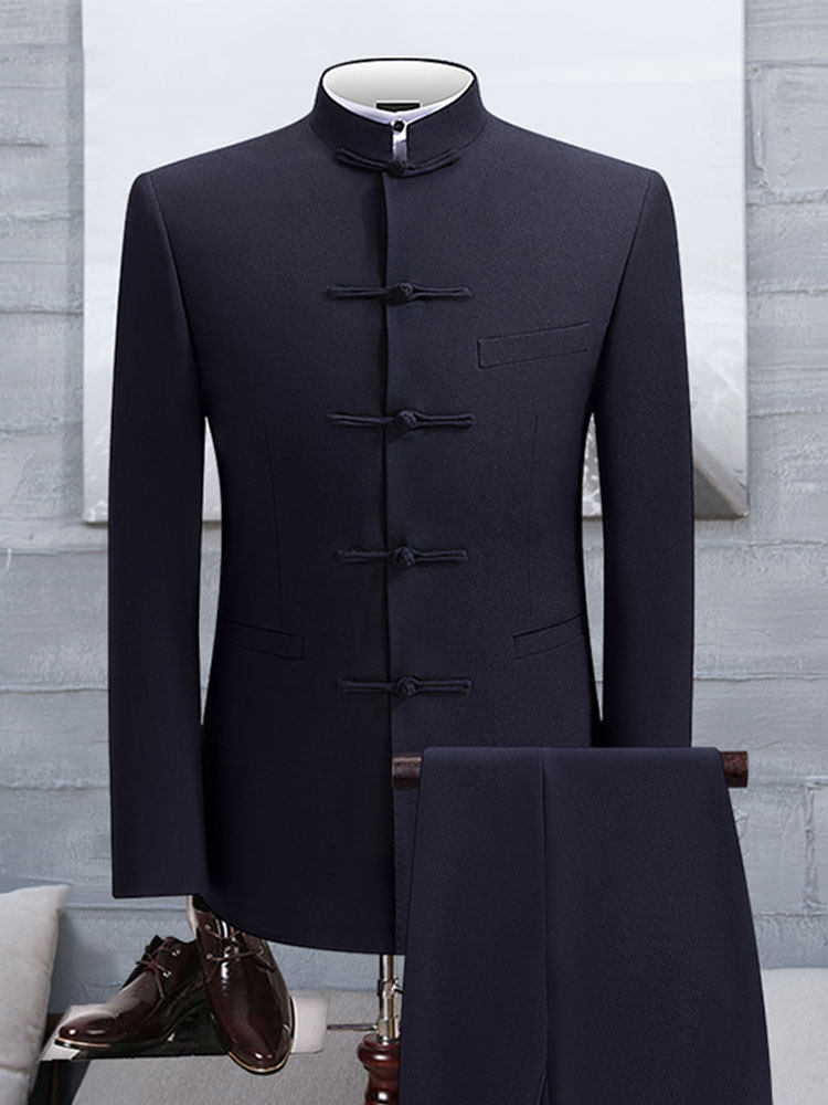 Luo Shenpai Er Men's Slim Fit Chinese Stand Collar Suit