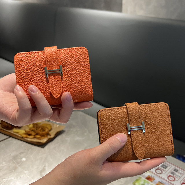 Genuine leather ID card bag female niche design ins net red new togo ...